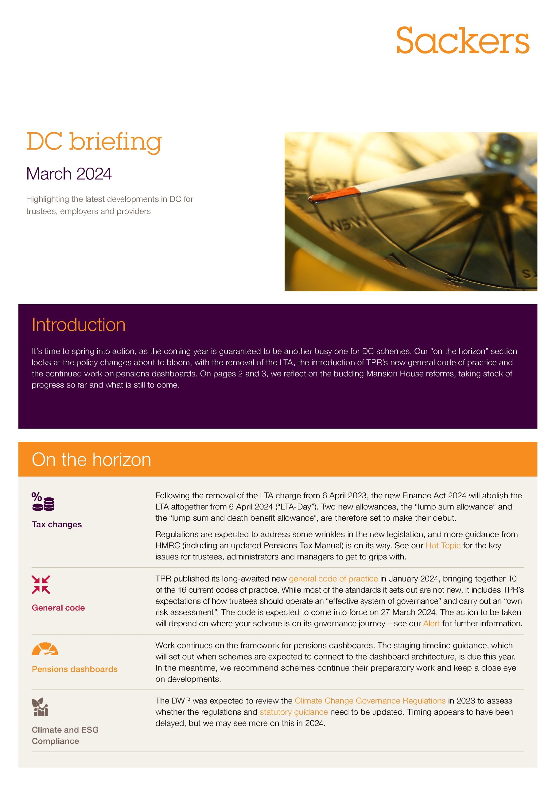 Workplace & personal pensions - Sackers